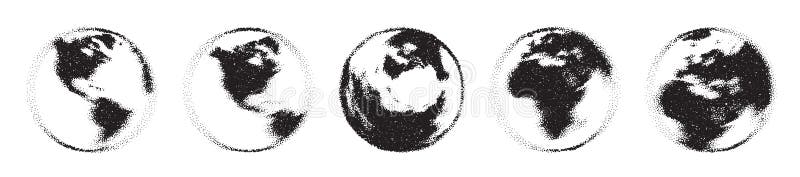 Black and White Earth Grain Effect Globe Set Composed of Big Amount of ...