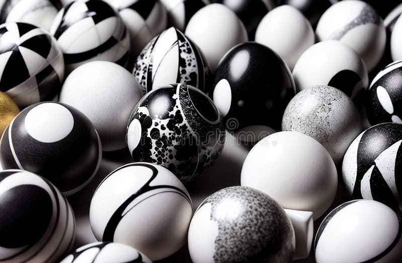 Black and White Easter Eggs with Geometric Patterns Stock Illustration ...