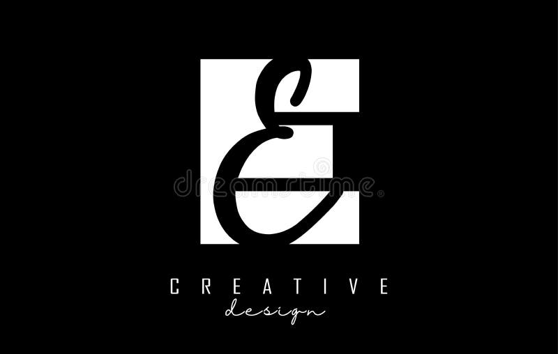 Black and White EE Letters Logo with Negative Space. Letters E and E ...