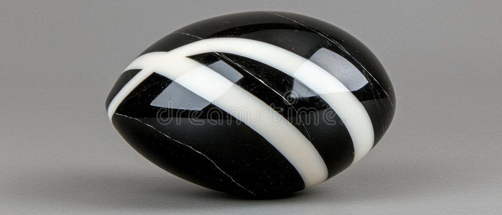 A Black and White Egg Shaped Object with a White Stripe Stock Photo ...