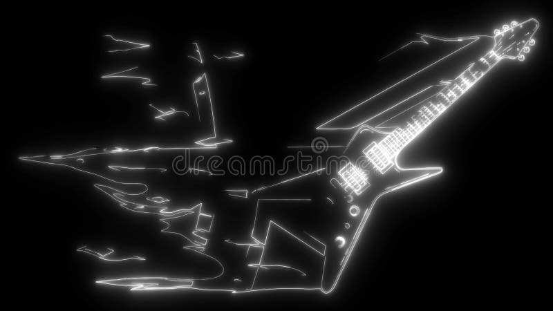 Electric Guitar in White Line on Black Background Stock Video - Video ...