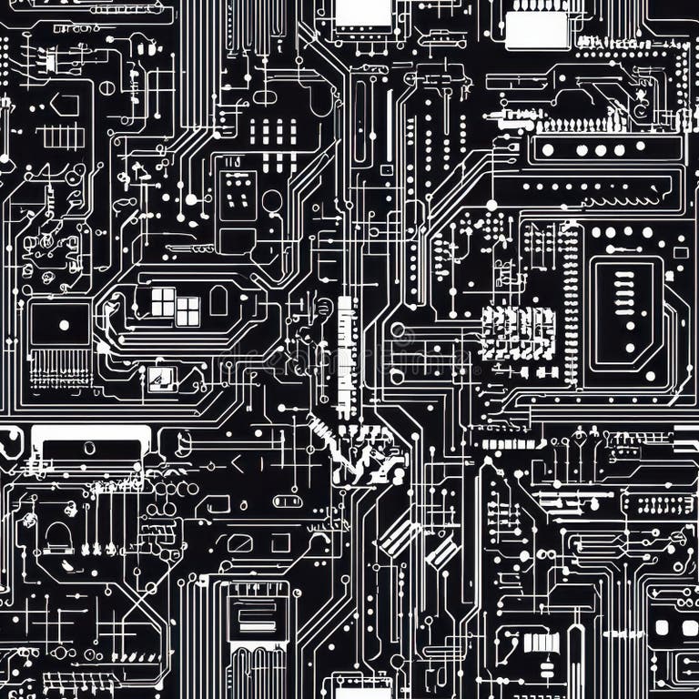 Black and White Electronic Circuit Board Pattern Stock Photo - Image of ...