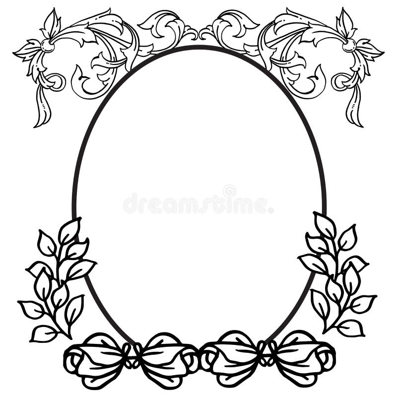 Black and White, Elegant Leaves and Flower Frame, for Ornate Various of ...
