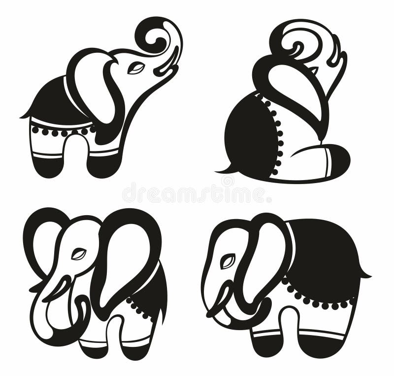 Black and White Elephant Icons Collection for Your Design. Animal Set ... Black and White Elephant Icons Collection for Your Design. Animal Set ...