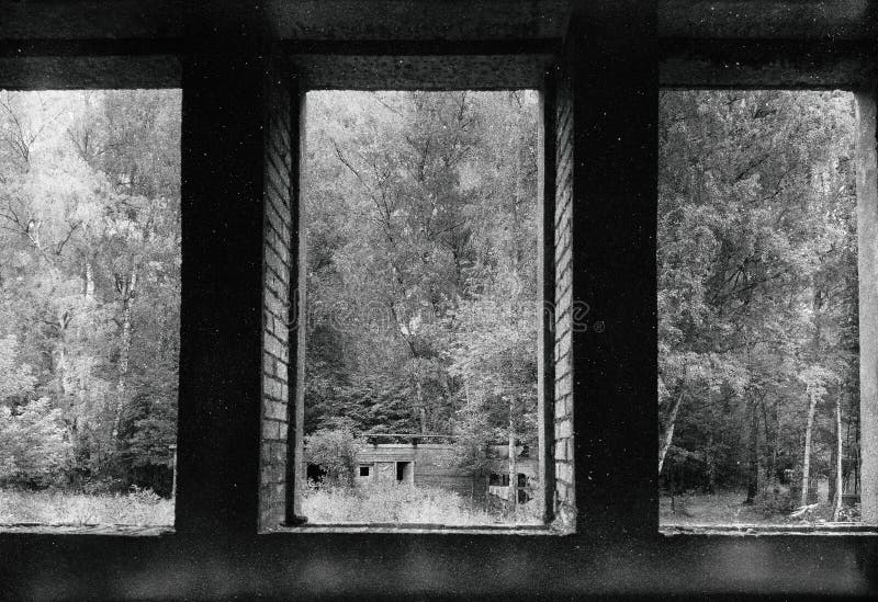 Black and White Embrasure Windows in House Stock Image - Image of ...