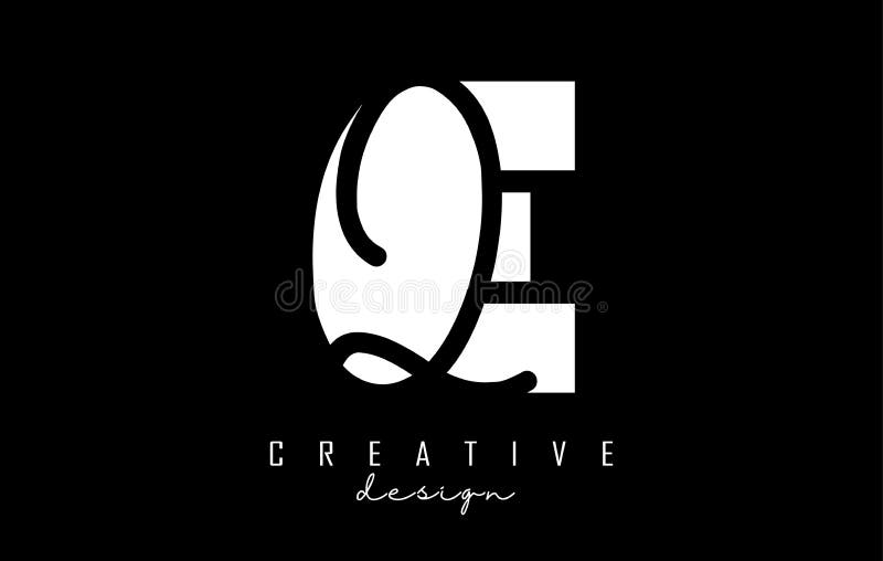 Black and White EQ Letters Logo with Negative Space. Letters E and Q ...