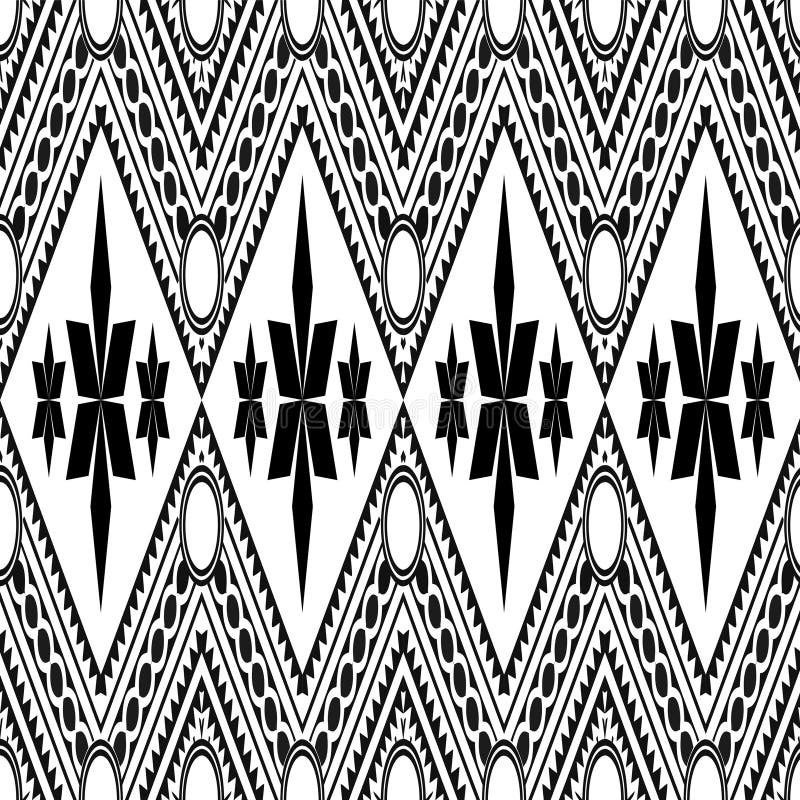 Black and White Ethnic Seamless Pattern. Aztec Style Stock Illustration ...