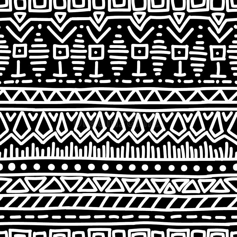 Black-and-white Ethnic Seamless Pattern. Stock Vector - Illustration of ...