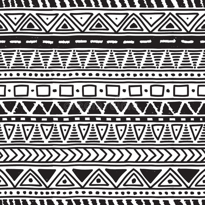 Black-and-white Ethnic Seamless Pattern. Stock Vector - Illustration of ...