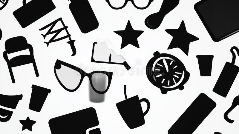 Black and White Everyday Objects Stock Illustration - Illustration of ...