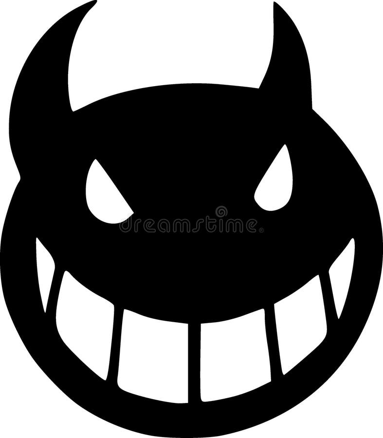 Black and White of Evil Head Shape Stock Illustration - Illustration of ...