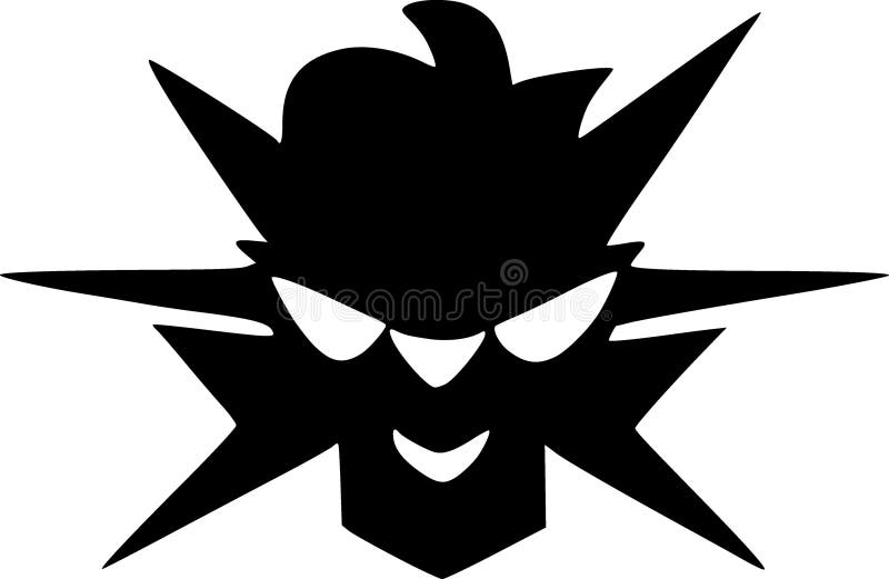 Black and White of Evil Head Shape Stock Illustration - Illustration of ...