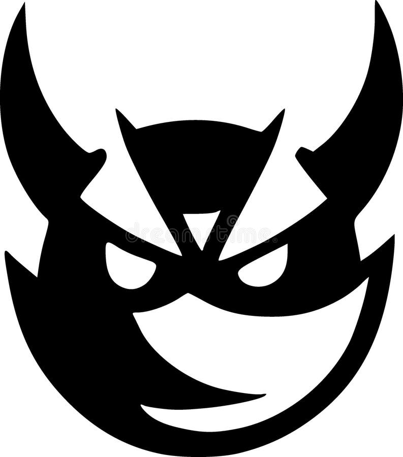 Black and White of Evil Head Shape Stock Illustration - Illustration of ...