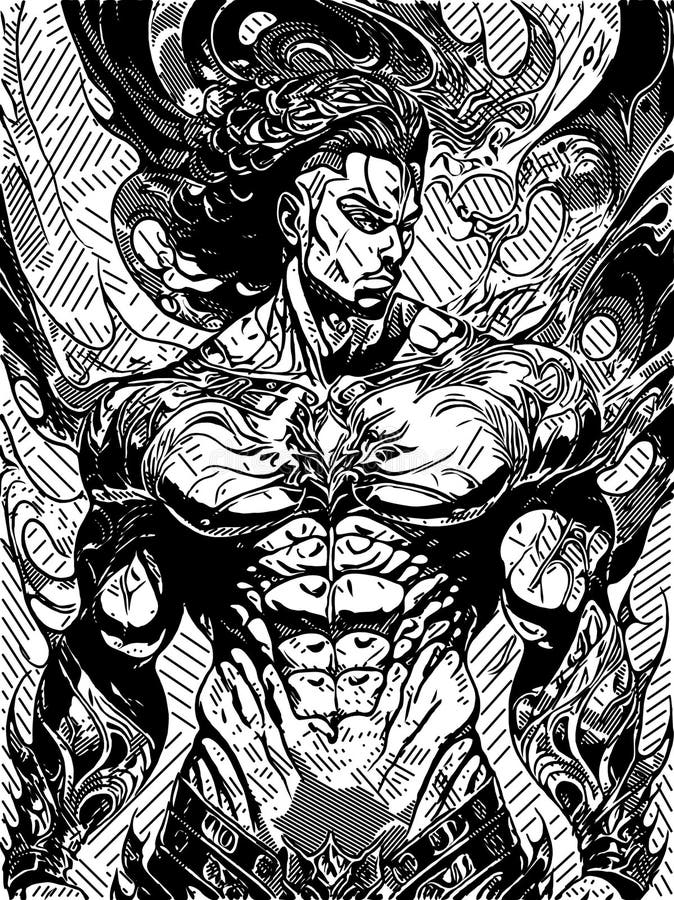 Black and White of Evil Man Cartoon Background Stock Illustration ...