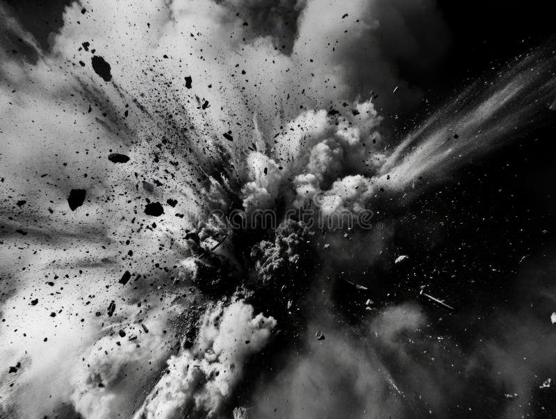 Black and White Explosion stock photo. Image of conflict - 382040632