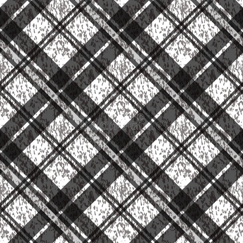 Black and White Fabric Texture Check Tartan Seamless Pattern. Vector ...