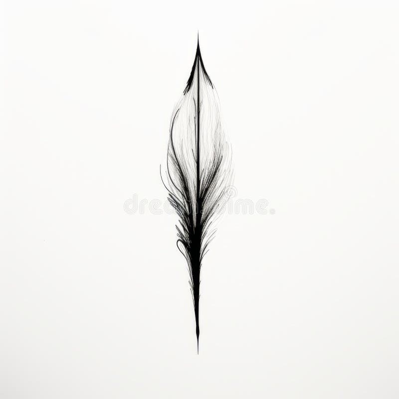 Black and White Feather Drawing: Minimalistic Composition Inspired by ...