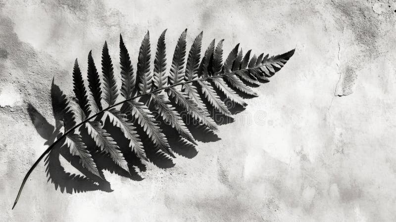 Black and White Fern Leaf Shadow on Textured Background Stock ...
