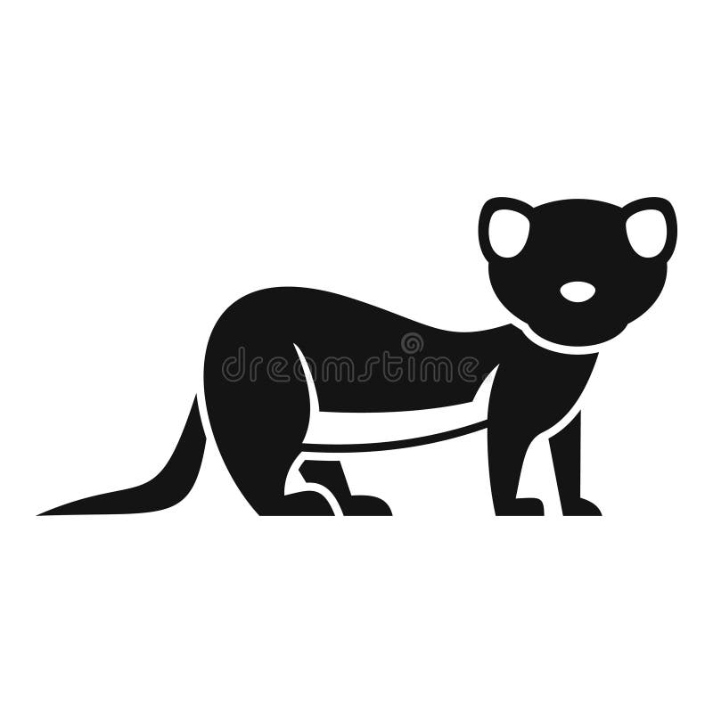 Black and White Ferret Standing Side View Icon Stock Illustration ...