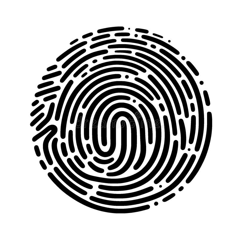 Black and White Fingerprint Icon - Detailed Fingerprint Vector Graphic ...