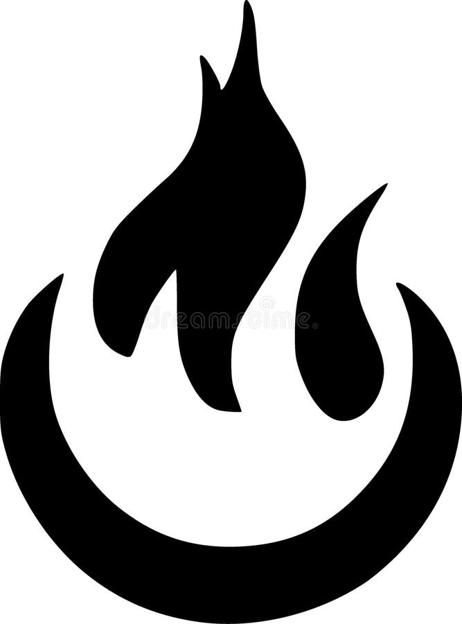 Black and White of Fire Icon Stock Illustration - Illustration of ...