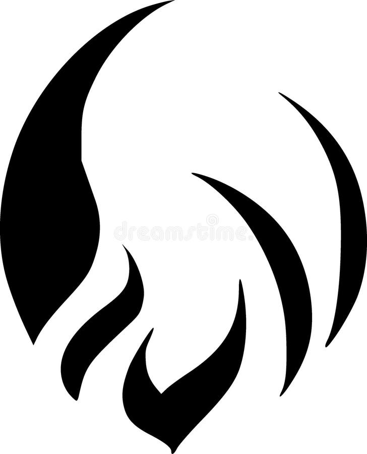 Black and White of Fire Icon Shape Stock Illustration - Illustration of ...