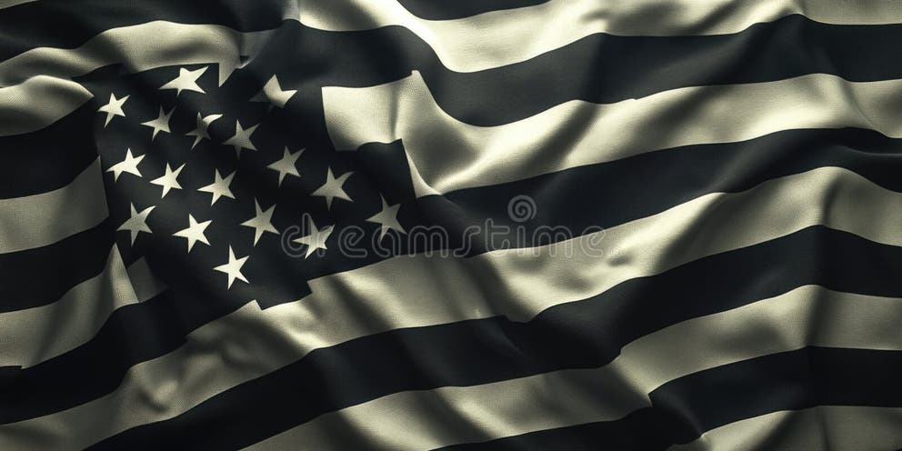 A Black and White Flag with Stars and Stripes Stock Image - Image of ...