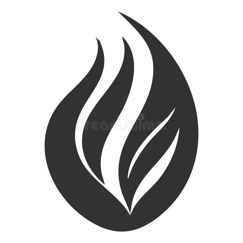 Black and White Flame Icon Symbolizing Fire and Heat. Stock ...