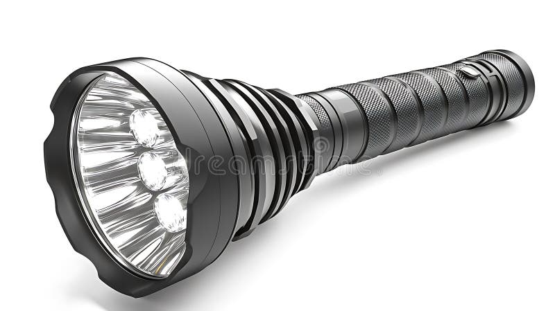 A Black and White Flashlight with Three Lights Stock Illustration ...