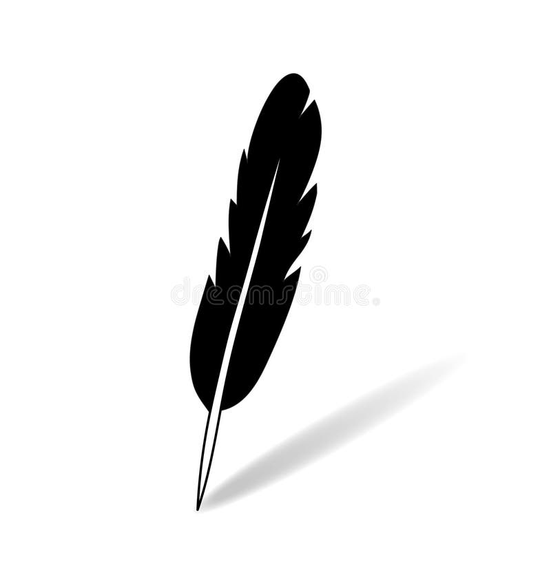 Black and White Flat Simple Feather Icon Vector Illustration Wit Stock ...