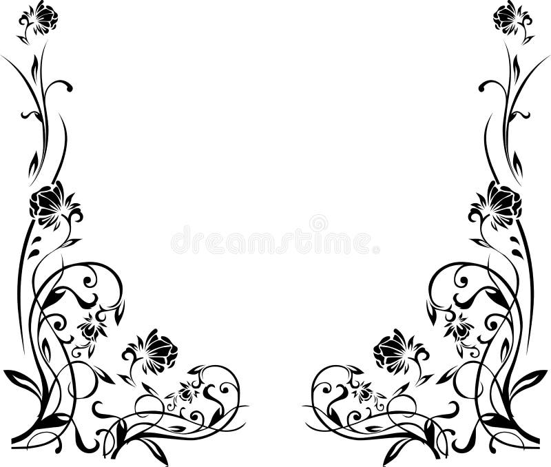 Black And White Floral Border Stock Illustration - Illustration of card ...