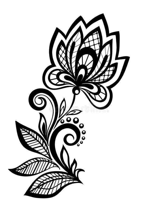 Black and White Floral Pattern Design Element Stock Vector ...