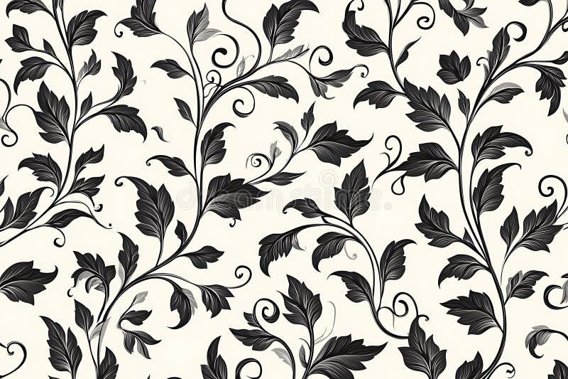 Black and White Floral Pattern Design Stock Illustration - Illustration ...