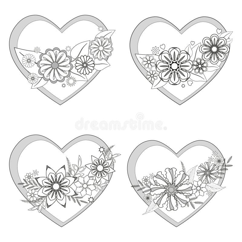 Heart Border Coloring Stock Illustrations – 884 Heart Border Coloring ...