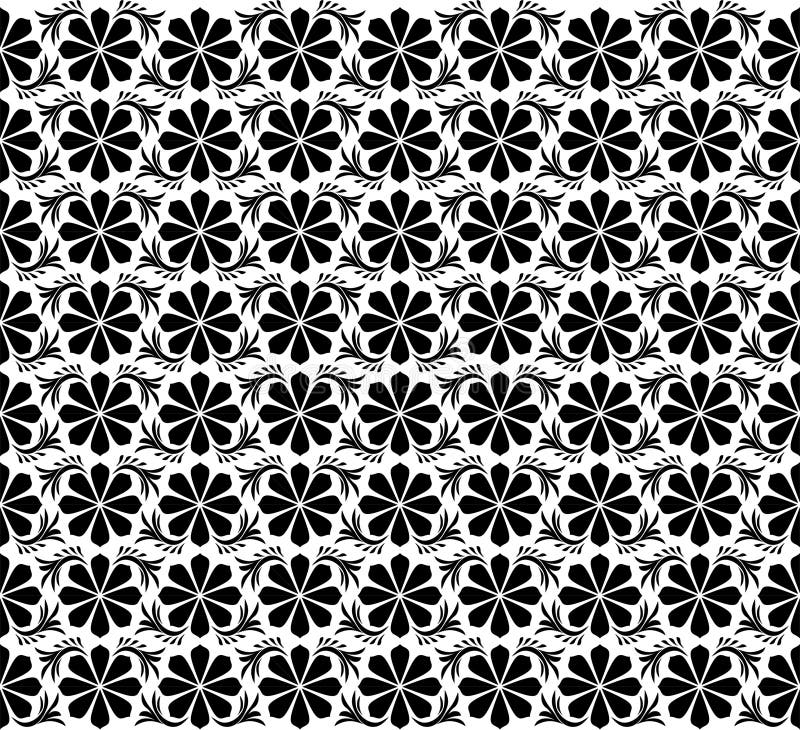 Black and White Flower Repeat Pattern Vector Image Background Wallpaper ...