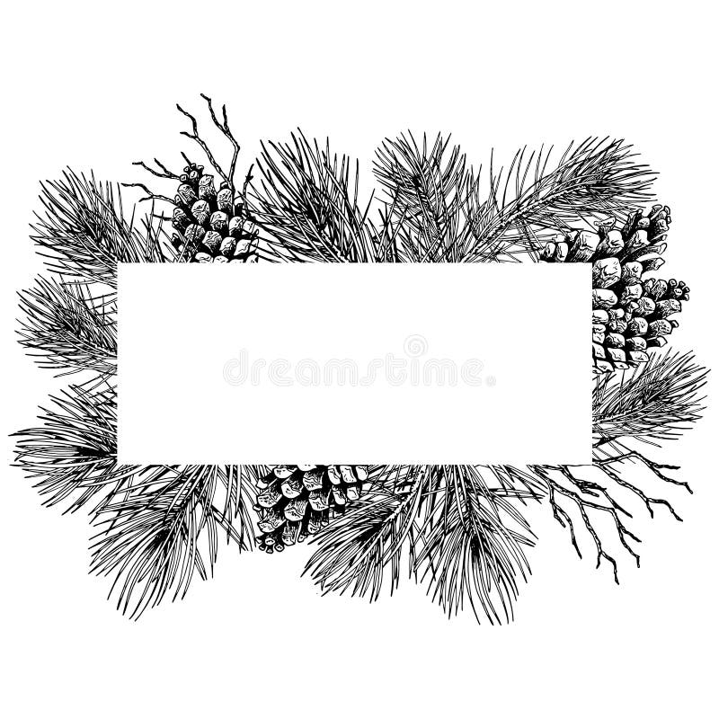 Black and White Forest Branches Frame. Stock Vector - Illustration of ...