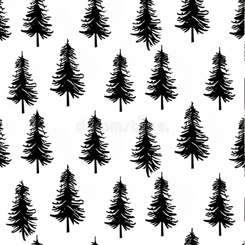 Black and White Forest Pattern Stock Vector - Illustration of seamless ...