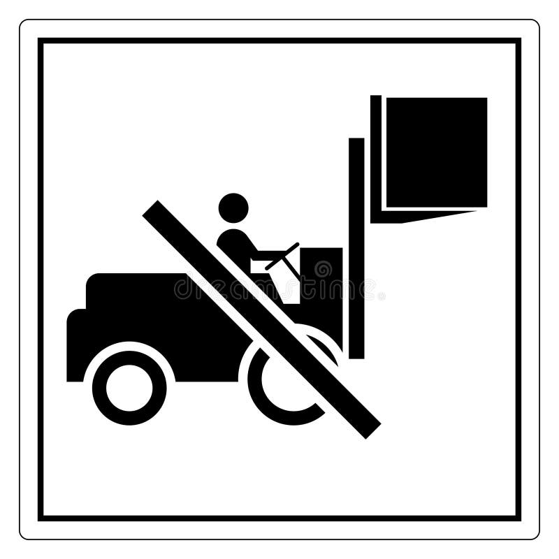 Black and White Forklift Operation Caution Sign with Heavy Load and ...