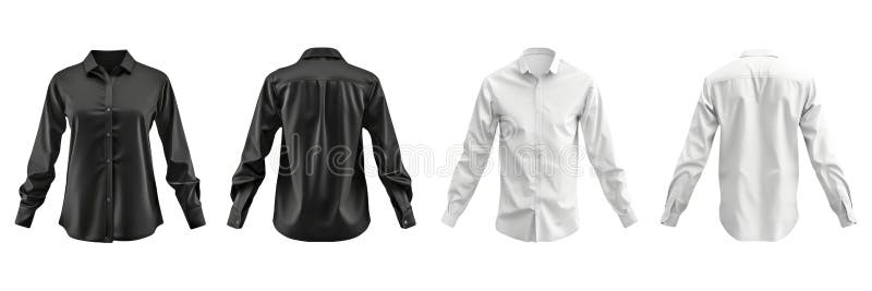 White Shirt Front and Back View Isolated on Transparent Background ...