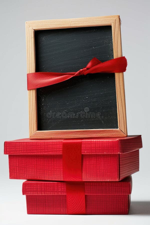 A Black and White Frame is on Top of a Stack of Red Boxes Stock Image ...