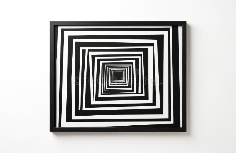 Black, White Framed Artwork Features Concentric Squares Creating ...