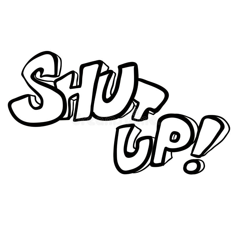 Black and White Freehand Drawn Cartoon Shut Up! Symbol Stock ...