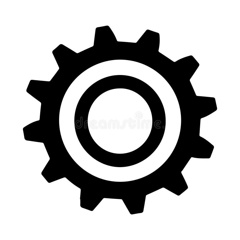 Black and White Minimalist Gear Icon Circular Design with Concentric ...