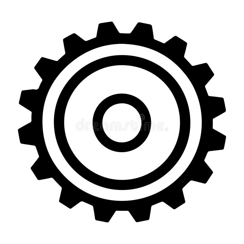 Black and White Minimalist Gear Icon Circular Design with Concentric ...