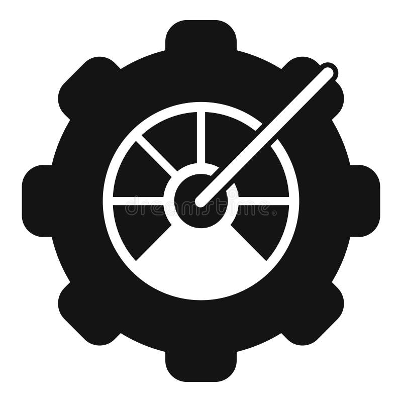 Black and White Gear Icon with Lever Stock Vector - Illustration of ...