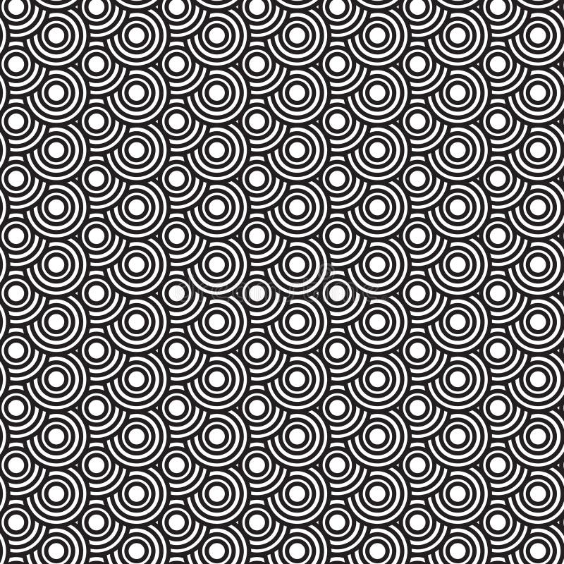 Black and White Geometric Circle Shaped Seamless Pattern Background ...