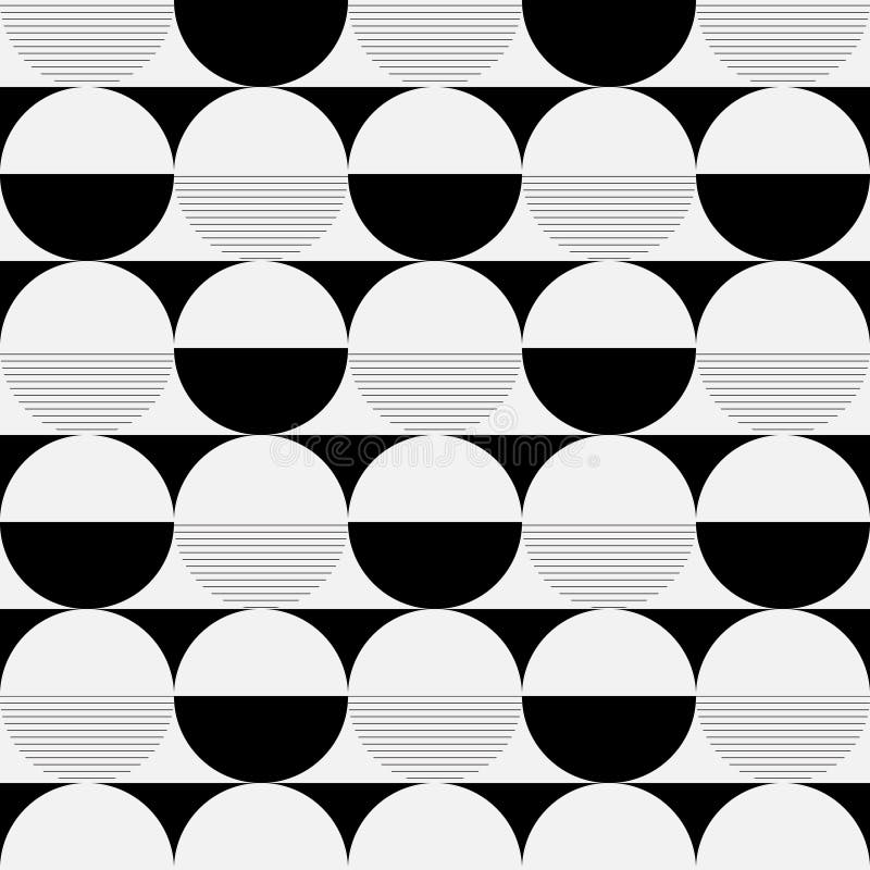 Black and White Geometric Circles Seamless Pattern Stock Vector ...