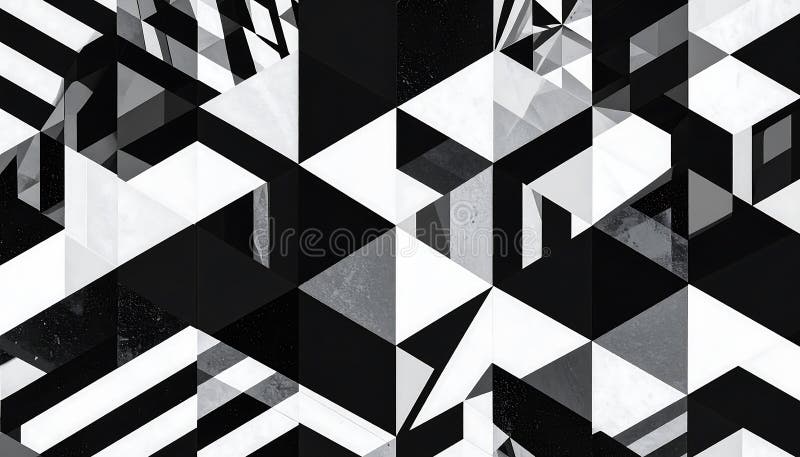 Abstract Geometric Black and White Pattern with Triangles and Shapes ...