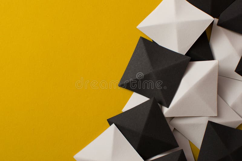 Black and White Geometric 3d Shapes on Yellow Background, Copy Space ...