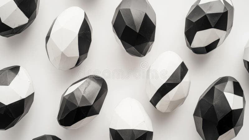 Black and White Geometric Eggs Pattern on White Background Stock ...